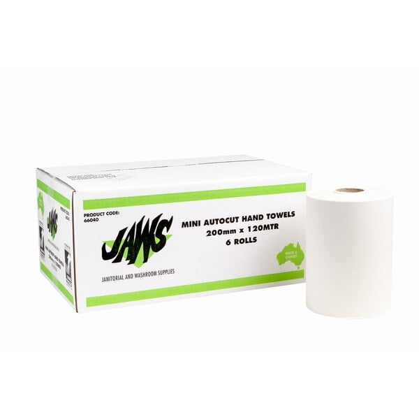 Jaws Mini Auto Cut Roll Towel 120Mt per roll Ctn/6